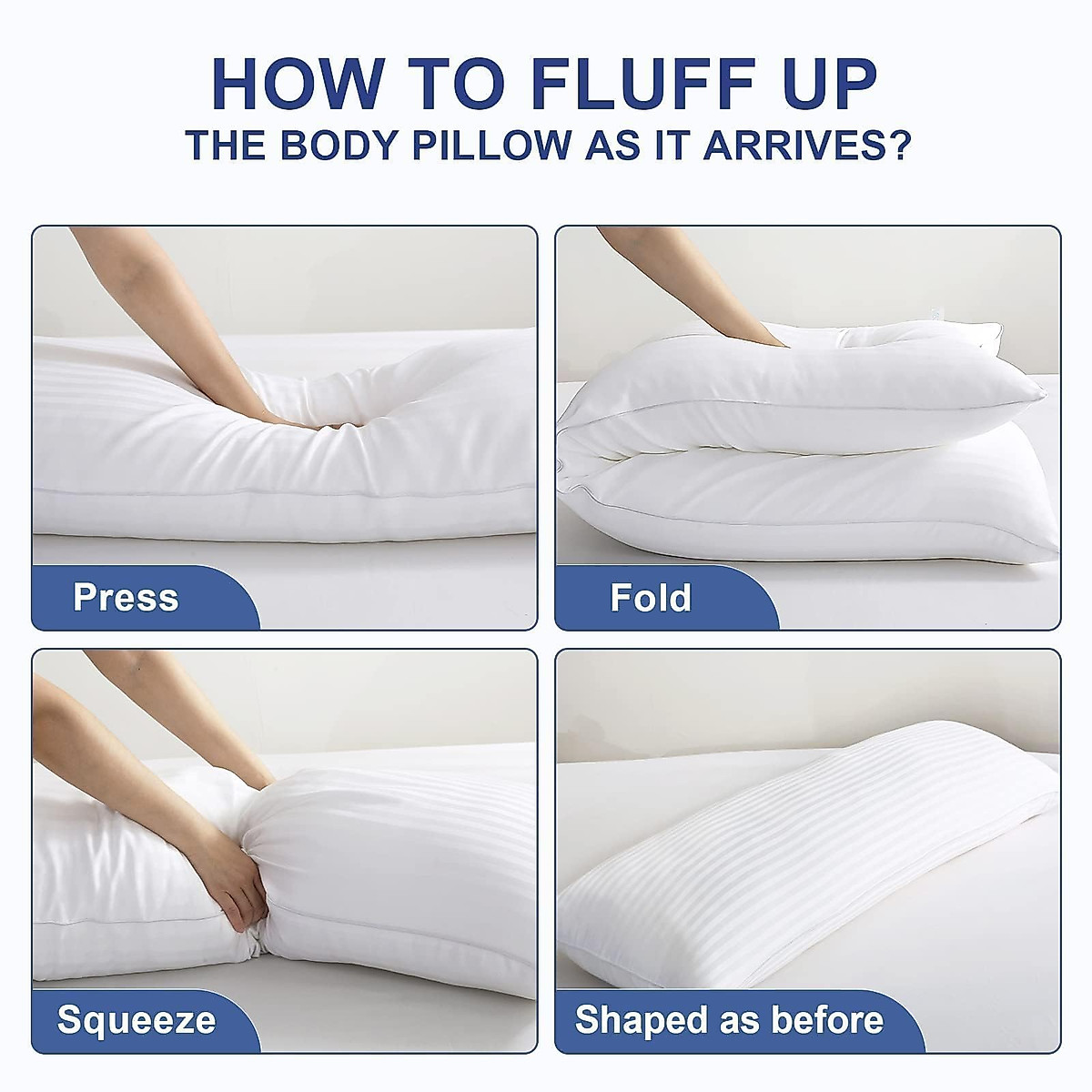 YUGYVOB Cooling Body Pillow for Adults- Satin Stripe Full Body Pillow Long Pillow Insert, Pregnancy Pillows for Sleeping, Fluffy & Firm, 20x54 Inch