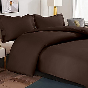 100% Cotton 800 TC 1 Piece Duvet Cover With Button Closure & Corner Ties And 2 Pillowcase, Cooling Comforter Cover Set, Soft Sateen Weave King/California King Size Chocolate 3 PCs Duvet Cover Set