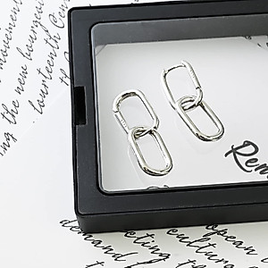 925 Sterling Silver Double Oval Huggie Hoop Earrings for Women, Small Silver Hoop Earrings for Sensitive Ears, Square Hoop Earrings for Gifts