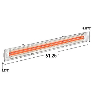 Infratech CD-6024 SS Stainless Steel 61.25” Dual Element Fixture 6000 Watt, 240 Volt, Stainless Steel