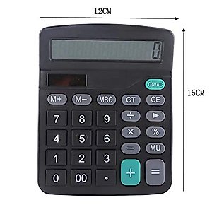 Upgraded versionCalculator, 12-Digit Solar Cell Office Calculator with Large LCD Display, Large Sensitive Buttons, Dual Power Desktop CalculatorSuitable for Office, Home, School(Black)