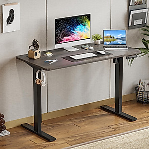 STARY Height Adjustable Electric Standing Desk with Whole Board, Modern, White