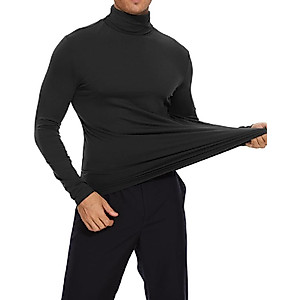 SIMIYA Mens Turtleneck Long Sleeve Shirts, Slim Fit Thermal Turtleneck for Men Basic Lightweight Thermal Underwear Top Black
