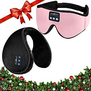 MUSICOZY Ear Warmers Earmuffs Sleep Headphones Bluetooth Headband Eye Mask Sleeping Earbuds for Winter Side Sleepers Workout Running Insomnia Travel Yoga Office Cool Gadgets Tech Unique Gifts, 2 Pack