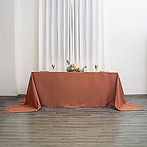 Balsa Circle 90x156-Inch Terracotta Rectangle Polyester Tablecloth Table Cover Linens for Wedding Party Events Kitchen Dining