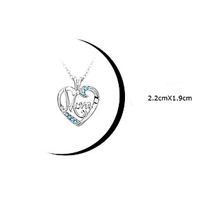 ShiQiao Spl Mother's Birthday Gift - I Love Mom Heart Pendant Necklace Fashion Jewelry Mother's Day Gift Blue