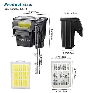 DOMICA Power Aquarium Filter for 20 to 50 Gallon Fish Tank, 210GPH 8W Adjustable Flow, Hang On Back External Tank Filter