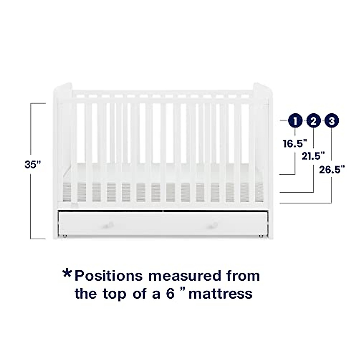 GAP babyGap Graham 4-in-1 Convertible Crib with Storage Drawer - Greenguard Gold Certified, Bianca White