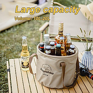 Naturehike Folding Water Bucket, 10L/20L Portable Collapsible Wash Basin Space-saving Water Carrier Storage for Camping Travel Hiking Garden (Army Green, 20L)