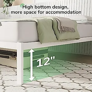Novilla Metal Platform Bed Frame, Wood Slat Support, No Box Spring Needed, Easy Assembly, White, Twin