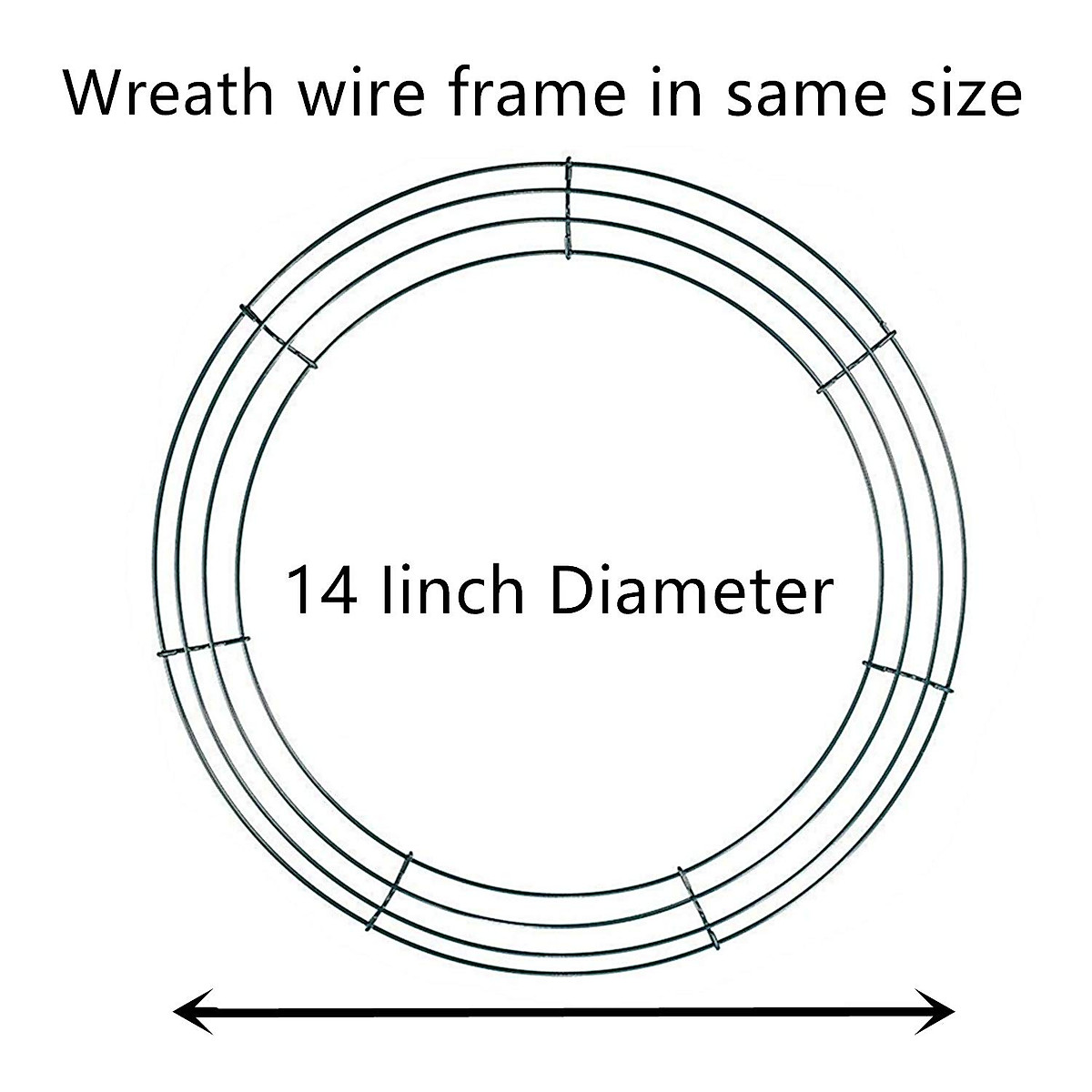 Poolan 3 Pack Dark Green Christmas Wire Wreath Frame 14 Inch Round DIY Craft Decoration Wire Wreath for Christmas Wedding Holidays Valentines Garden Home Party Decorations