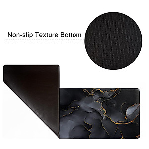 BLEUM CADE 2 PCS Kitchen Rugs and Mats Black Marble Kitchen Mats for Floor Anti Fatigue PVC Waterproof Leather Runner Rug Non Slip Cushioned Standing Mat for Sink Laundry 17.3''x30''+17.3''x47''