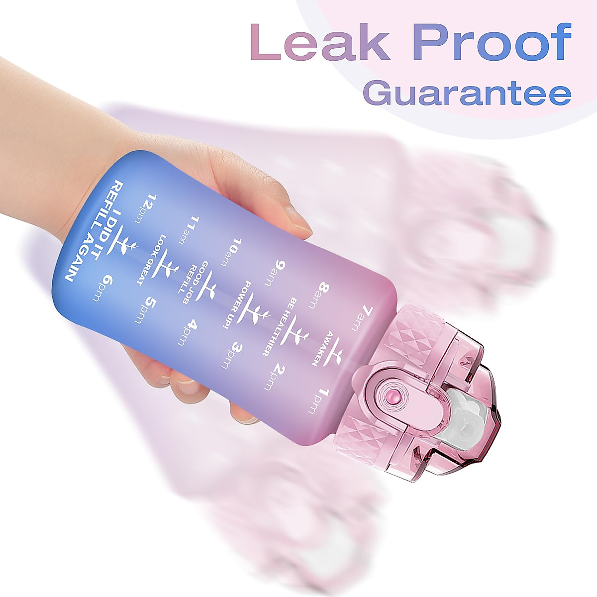 OLDLEY Kids Water Bottle for School, 12 oz (Straw Lid) BPA-Free Reusable Leak-proof Durable Tritan Plastic Water Bottles with One-handed Opening Straw Lids, Anti-dust Spout Cover (Pink-Blue)