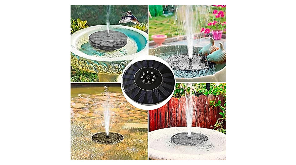 Mini Solar Fountain for Garden & Bird Bath - 6 Spray Shapes