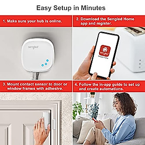 Sengled Zigbee 3.0 Smart Door Sensor G2, Smart Sensor for Window and Door, Hub Required, Compatible with Alexa, Google Assistant, APP Remote Control, 4 Pack（Smartthing Not Support）