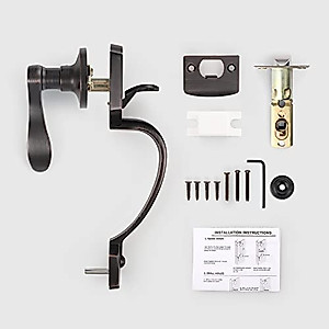 KNOBWELL Front Door Handle, Single Cylinder Front Exterior Door Entry Handle with Door Lever, Entry Door Lock Handle Set, Reversible for Left & Right Hand Door, Oil Rubbed Bronze