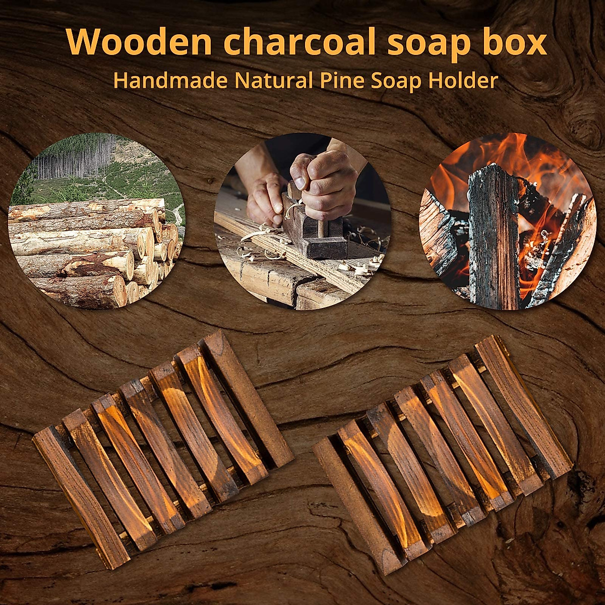 KUFUNG Soap Tray, Wooden Soap Dish, Soap Case Holder for Bathroom Shower Waterfall Drainer Kitchen, Keep Soap Dry & Easy to Clean