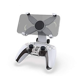 ECHZOVE PS5 Controller Phone Clip, PS5 Controller Mobile Phone Mount Adjustable Phone Holder Clamp for PS5 Controllers - White