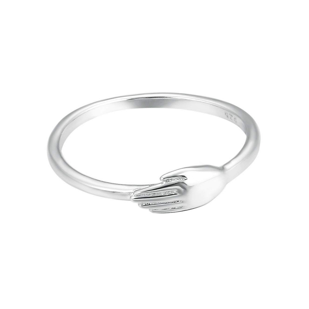 ENERGY STONE Hidden Diamond Hamsa Hand Sterling Silver Stacking Ring Designed (Style# ST08) (5)