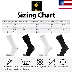 ONKE Cotton Cushion Crew Socks for Men Women Athletics All Seasons Thick Warm Heavy Duty Work Boots Moisture Wicking Control(White L)