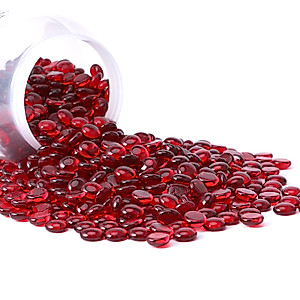 GRISUN 1/2 Inch Red Luster Fire Pit Glass, Round Glass Rocks for Natural or Propane Fireplace, Fire Pit Round Glass Safe for Outdoors and Indoors Firepit Glass, 10 Pounds Fire Glass Beads