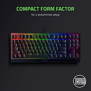 Razer BlackWidow V3 Tenkeyless Mechanical Gaming Keyboard: Razer Mechanical Switches - Chroma RGB Lighting - Compact Form Factor - Programmable Macro Functionality - USB Passthrough (Renewed)