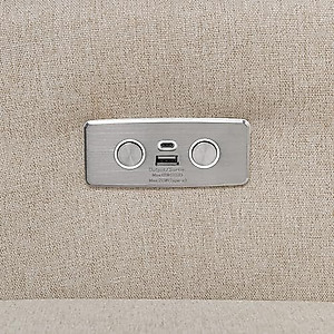 Babyletto Kiwi Electronic Power Recliner and Swivel Glider with USB Port in Performance Beach Eco-Weave, Water Repellent & Stain Resistant, Greenguard Gold and CertiPUR-US Certified