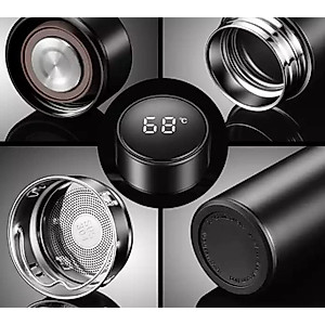 LM Thermos, Tea Infuser Bottle, Smart Water Bottle LED Temperature Display, Double Wall Vacuum Insulated Water Bottle, Stay Cold up to 24 Hrs Ice, Hot 8Hrs. (Red) 500 ML (Red)