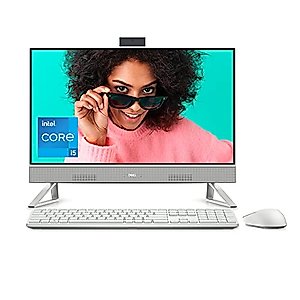 Dell Inspiron 5410 All in One - 23.8-inch FHD (1920 x 1080) Touchscreen Display, Intel Core i5-1235U, 8GB DDR4 RAM, 512GB SSD, Intel UHD Graphics, Intel Wi-Fi 6E, Windows 11 Home - White
