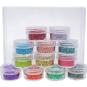The Beadsmith Personality Case - Clear Storage Organizer Box, 5 x 3.75 x 0.9 inches - Includes 12 Small Containers with lids - 1.2 x 0.7 inches, Bead Holder