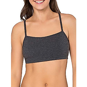 Fruit of the Loom Womens Spaghetti Strap Cotton Pull Over 3 Pack Sports Bra, Black/Heather Grey/Charcoal, 36