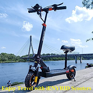 iENYRID Commuter Electric Scooter for Adults with Seat, 800W e Scooter up to 28 mph, 31 Miles with 48V UL Certified Battery, Folding Electric Scooter for Adults 10 inch Pneumatic Tires, Ship from US