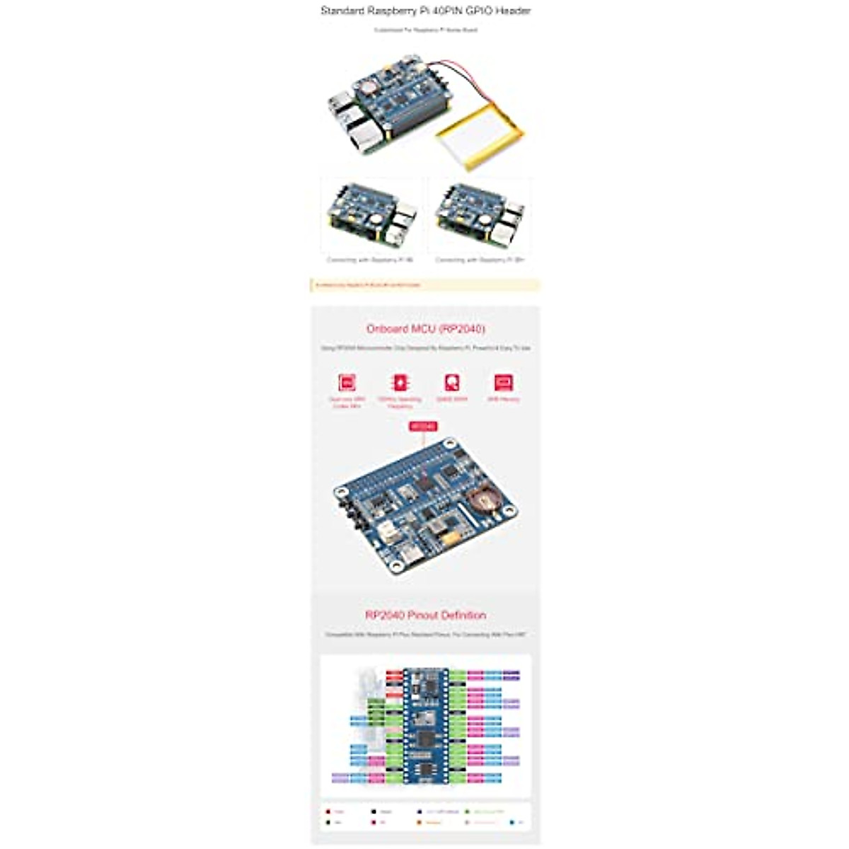 Coolwell Power Management HAT for Raspberry Pi Series Board, Onboard RTC & Buck-Boost DC Chip,Supports Charging and Power Output at The Same Time
