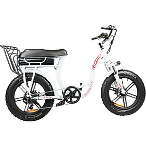 DJ Super Bike Step Thru 750W 48V 13Ah Power Electric Bicycle, Pearl White, LED Bike Light, Suspension Fork and Shimano Gear