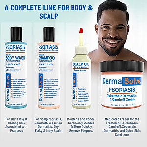 Dermasolve Scalp Psoriasis Medicated Shampoo & Conditioner - Naturally Heals Dandruff Seborrheic Dermatitis Itchy Flakey Inflamed Skin & Provides Soothing Moisturizing Relief - 8 oz bottles (2 Pack)