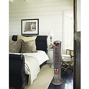 Lasko Oscillating Tower Fan, Nighttime Setting, Remote Control, Portable, Timer, for Bedroom, Home and Office, 3 Quiet Speeds, 42.5", Silverwood, T42954