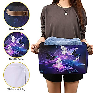 Mazeann Glowing Purple Butterflies Storage Basket Bin Collapsible Foldable for Clothes Toys Storage Cabinets Waterproof Storage Box 15 x 11 x 9.5 inches, 1PC