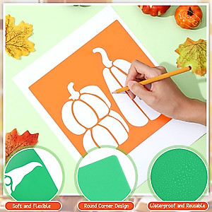 Henoyso 24 Pcs Fall Stencil Set 8 x 8 Inch Plastic Drawing Painting Stencil Templates Stencil Assorted Stencils Reusable for Kids Painting on Wood Paper Scrapbook Wedding DIY Art Crafts