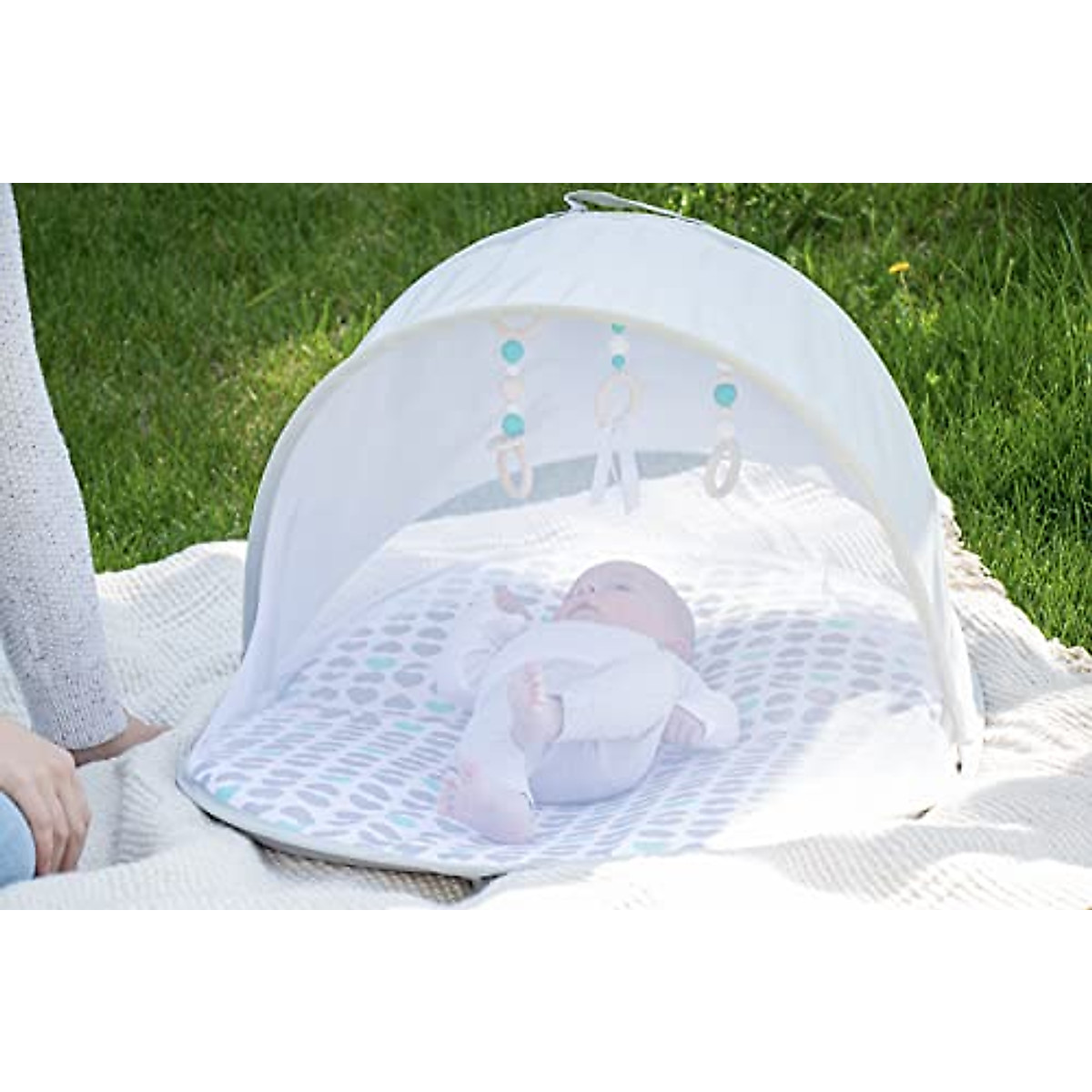 Regalo Baby Basics™ Foldable Infant Play Mat, Includes Hanging Toys, Designer Pad, Bug Net, and UPF 50 Sunshade