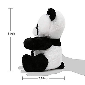 LotFancy Panda Stuffed Animal, 8'' Black Panda Plush Toy, Stuffed Panda Bear, Cute Plushies for Kids, Gift for Toddlers Birthday, Easter, Party Favors