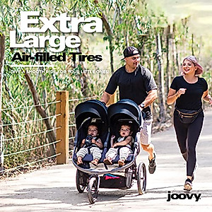 Joovy Zoom X2 Lightweight Performance Double Jogging Stroller Featuring Extra-Large Pneumatic Tires with Air Pump Included, Locking and Swiveling Front Tire, and Easy One-Handed Fold, Paprika