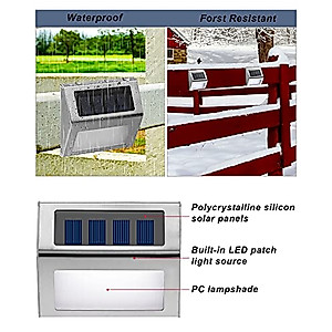 24 Packs Outdoor Fence Lights Solar Powered Deck Lights Waterproof Backyard Lighting Stainless Steel Lamp Stairs Fence Light Security Wall Lamps for Step Walkway Patio Garden Pathway (Warm White)