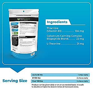 VETRISCIENCE Composure Calming Treats for Dogs Dealing with Anxiety, Separation Stress, Noise, Thunder and Barking - Yummy Flavored Chews Pets Love