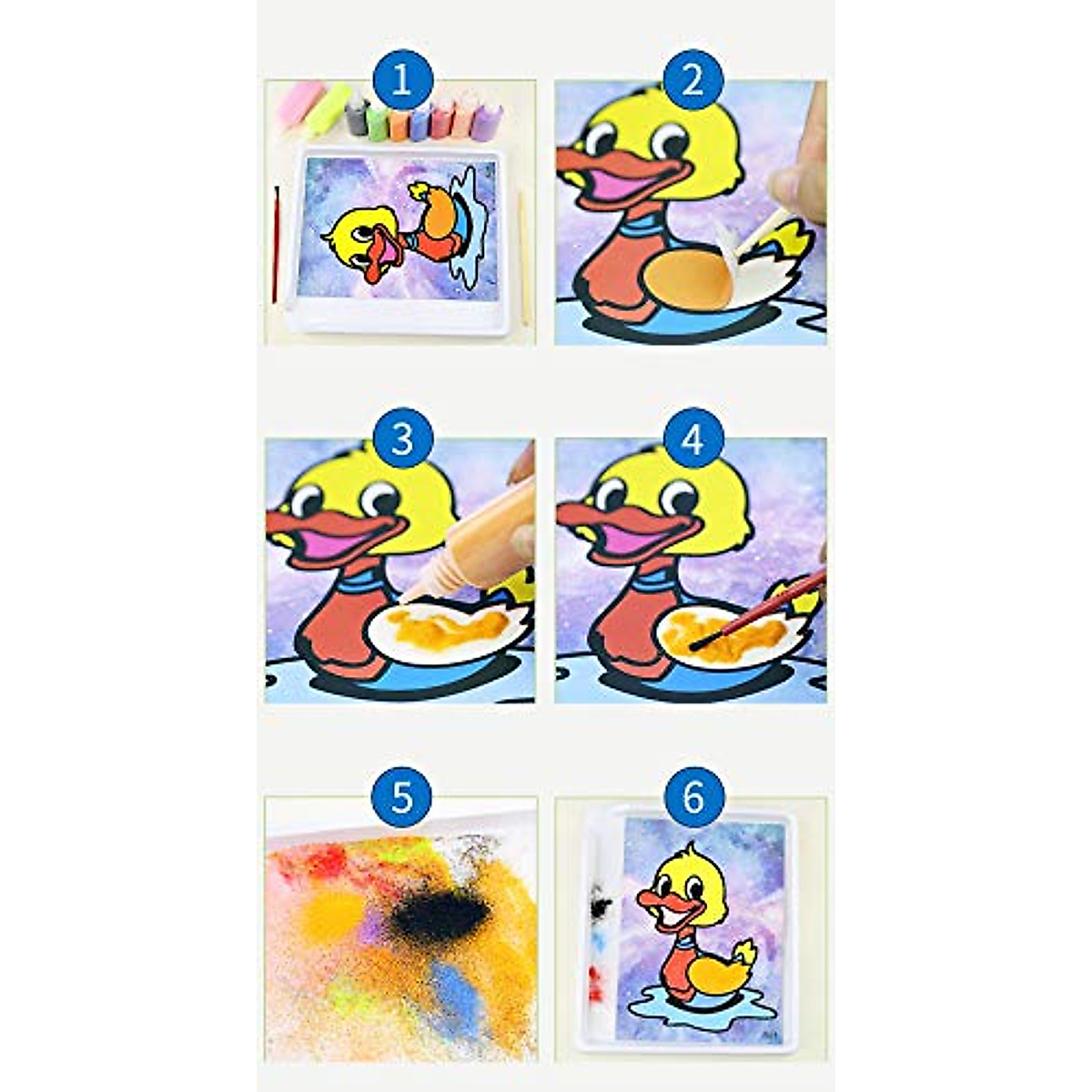 Berry President Sand Painting Cards Art Kids Coloring DIY Paper Craft Kit with 12 Bottles Colored Sand for 4 5 6 7 Year Old Children Kids (12 Bottles, Green)