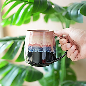 Bosmarlin Extra Large Ceramic Coffee Mug, 23 Oz, Microwave and Dishwasher Safe, Big Oversized Tea Cup, Reactive Glaze (Pink)