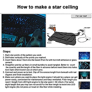 AZIMOM Bluetooth 10W Twinkle RGBW LED Fiber Optic Star Ceiling Lights Kit Mixed 375pcs 9.8ft Strands Music Sound Activated APP Remote Control for Car Indoor Home Interior Star Decoration