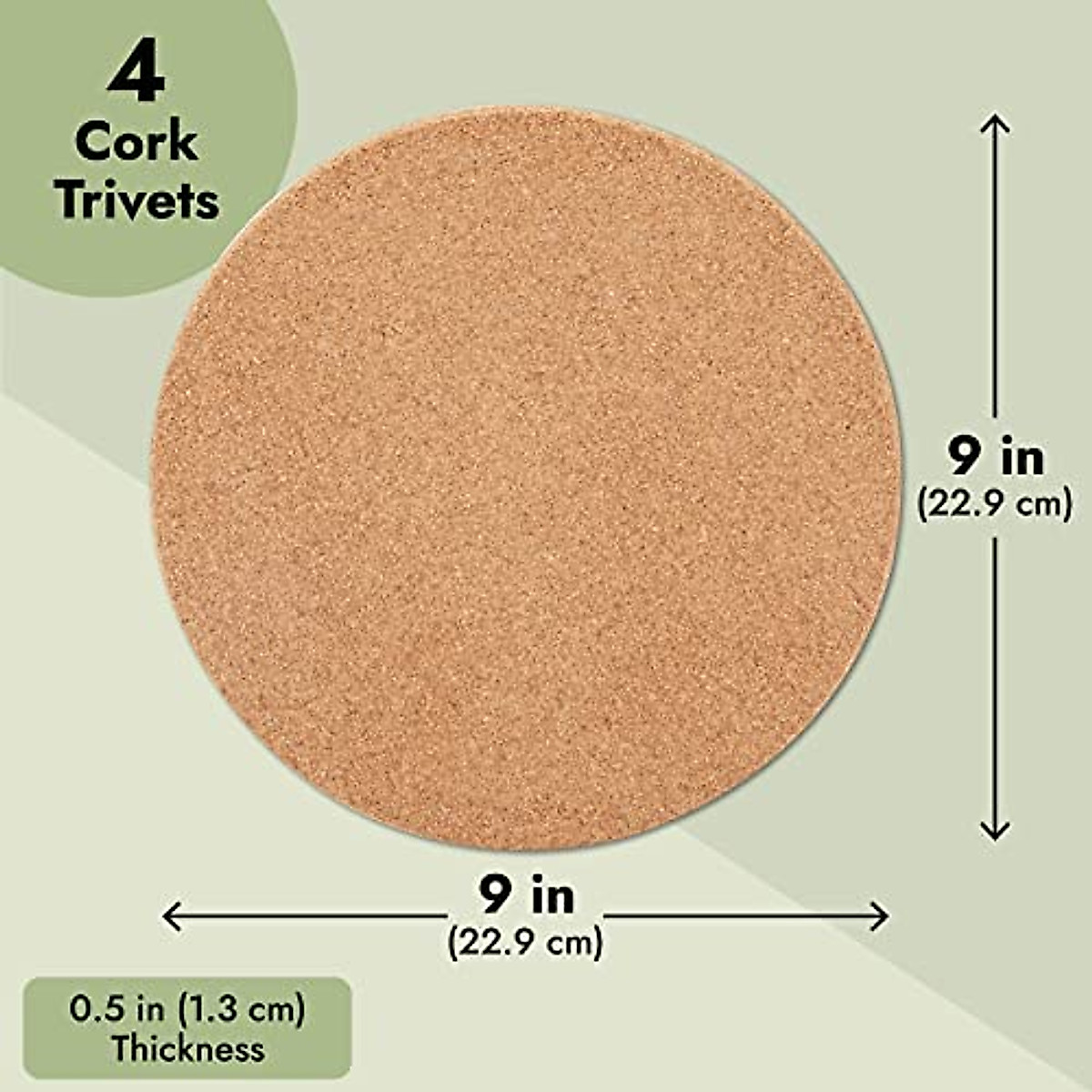 4 Pack Round Cork Trivets for Hot Dishes, Plates, and Kitchen Countertops, Multifunctional Heat Resistant Corkboard Pads for Hot Pots, Pans, Plates, Planters, Glassware, and DIY Crafts (9 in)