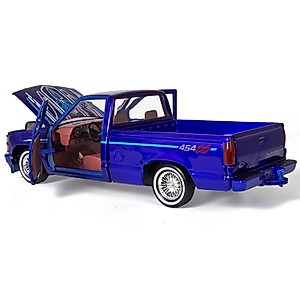 All Star Toys Motormax 1992 Chevy 454SS Pickup Lowrider Truck Candy Blue 1/24 Diecast Model Exclusive Get Low 79036