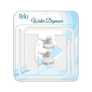 Brio Stainless Steel 3-5 Gallon Water Jug Stand and 2 Dispenser Valves, Rust-Resistant Non Slip Water Stand with BPA Free Fast Flow Water Spout Fits Both 48mm and 55mm Bottles 2 CAPS Included (White)