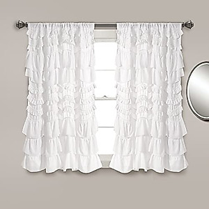 Lush Decor Kemmy Window Curtain Panel (Single), 63" Long x 52" Wide, White